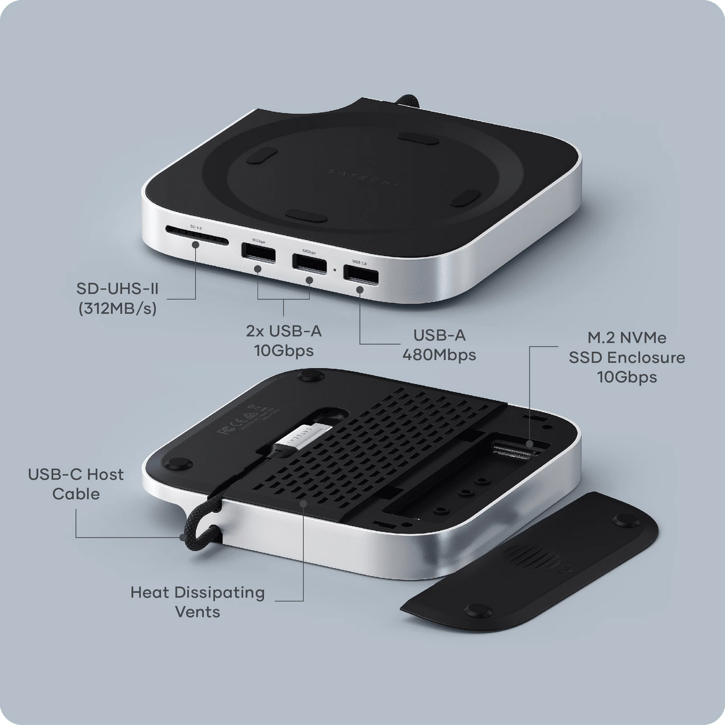 Satechi Mac Mini M4 Stand & Hub met SSD-behuizing – Lab9